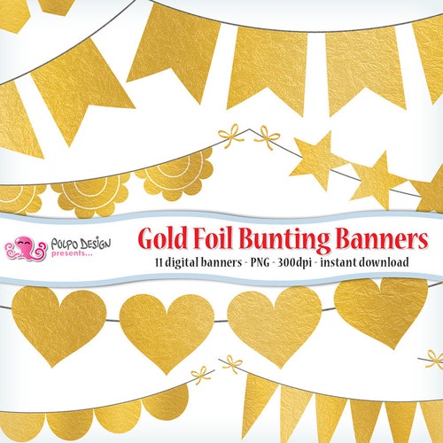 Christmas Bunting Banners Clipart. Digital Clip Art. - Etsy