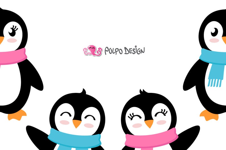 Girl and Boy Penguins. Clip Art in SVG, EPS, DXF, Ai and Png. Ideal for ...