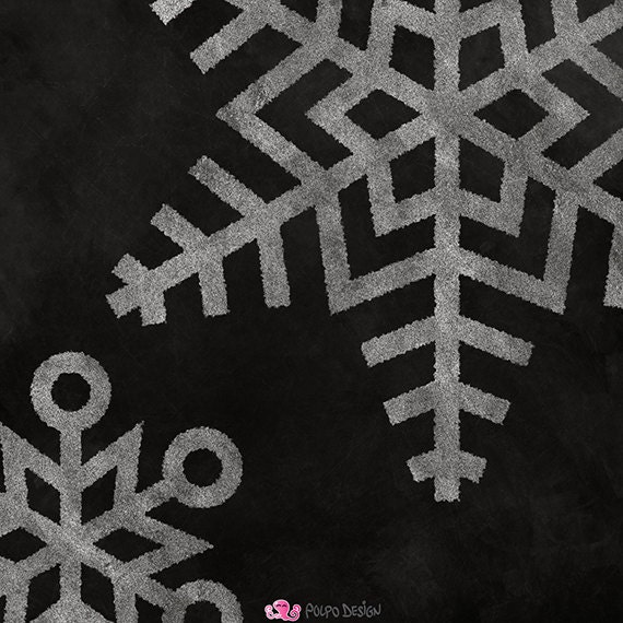 Chalkboard Snowflakes Clipart. Digital Clip Art. Commercial & Personal ...