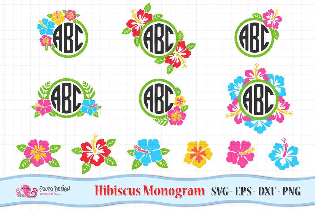 Hibiscus Monogram Svg. Hibiscus Clip Art in Svg, Eps, Dxf and Png ...