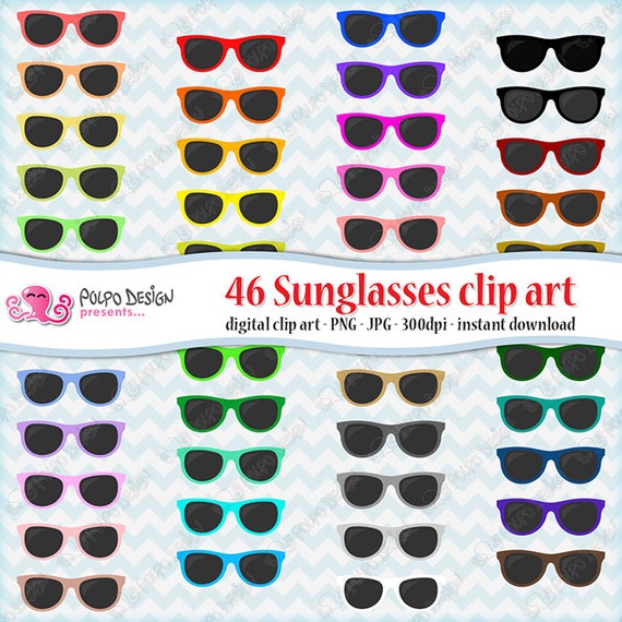 46 colorful Sunglasses clipart. Digital sunglasses clip art, digital ...