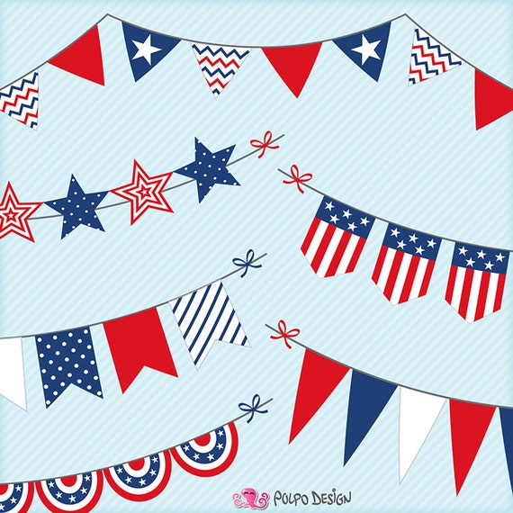 Red White And Blue Bunting Clipart