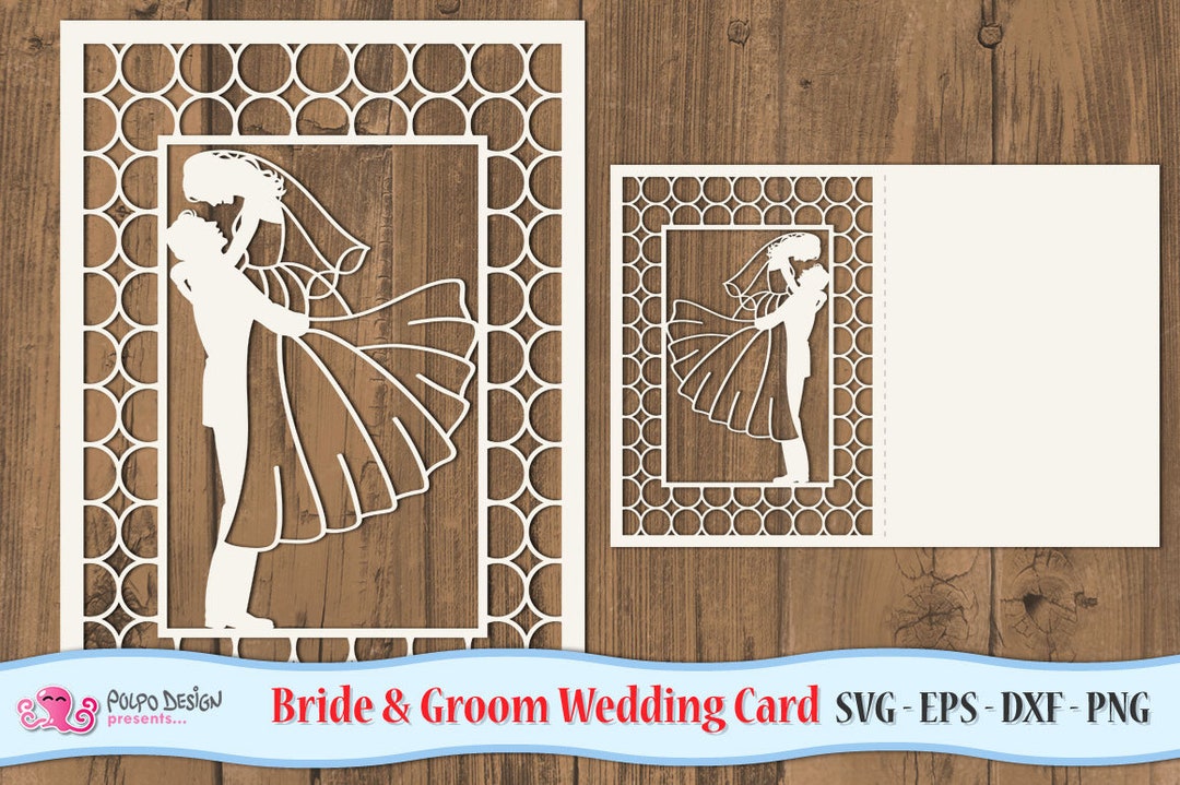 Carte pliante pour mariés. Mariage SVG Eps Dxf Png. Fichiers vectoriels ...