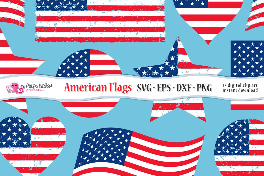 American Flag SVG. Usa Flag Clip Art in Svg, Eps, Dxf and Png ...