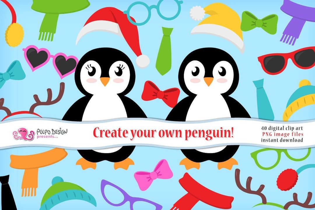 Create Your Own Penguin Clipart! 40 Digital PNG Images. DIY Penguin Kit ...