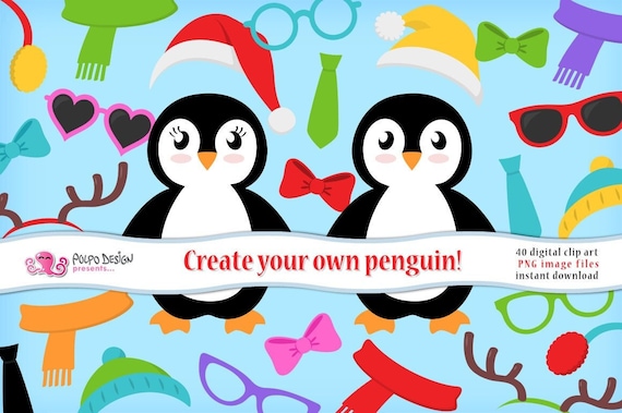 Create your own Penguin Clipart! 40 Digital PNG images. DIY penguin kit ...