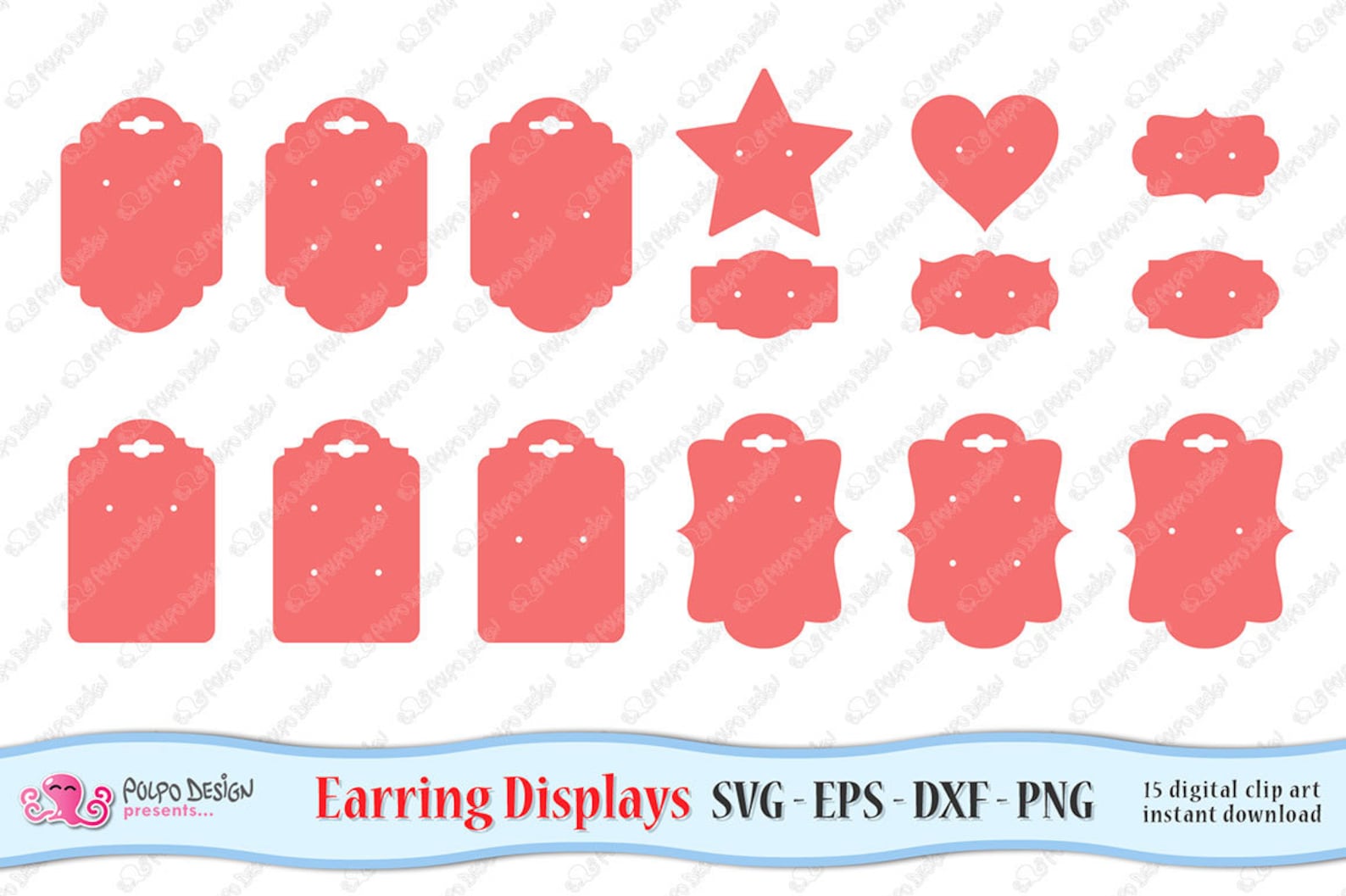 Earring Display Cards SVG, Eps, Dxf and Png. Vector Files Ideal for ...