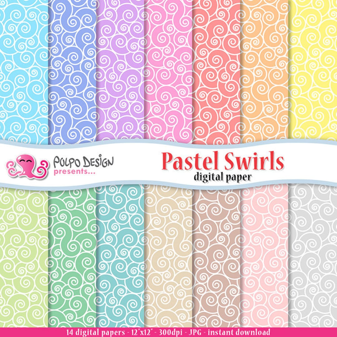Pastel Swirls Digital Papers. Commercial & Personal Use. Instant ...