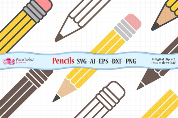Pencil SVG, Eps, Dxf, Ai, Png. Vector files ideal for cutting machines ...