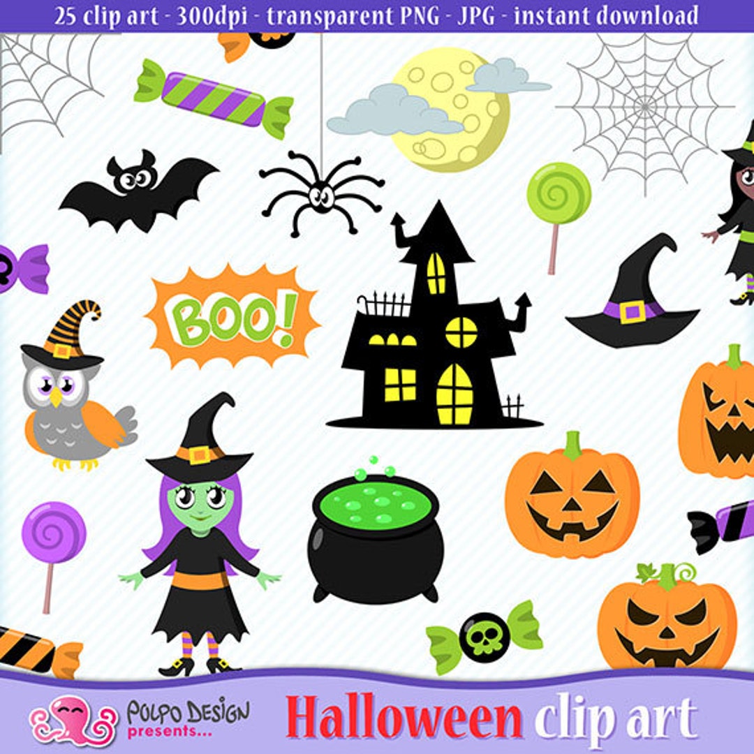 Cute Halloween Clipart. Digital Clip Art. Commercial & Personal Use ...
