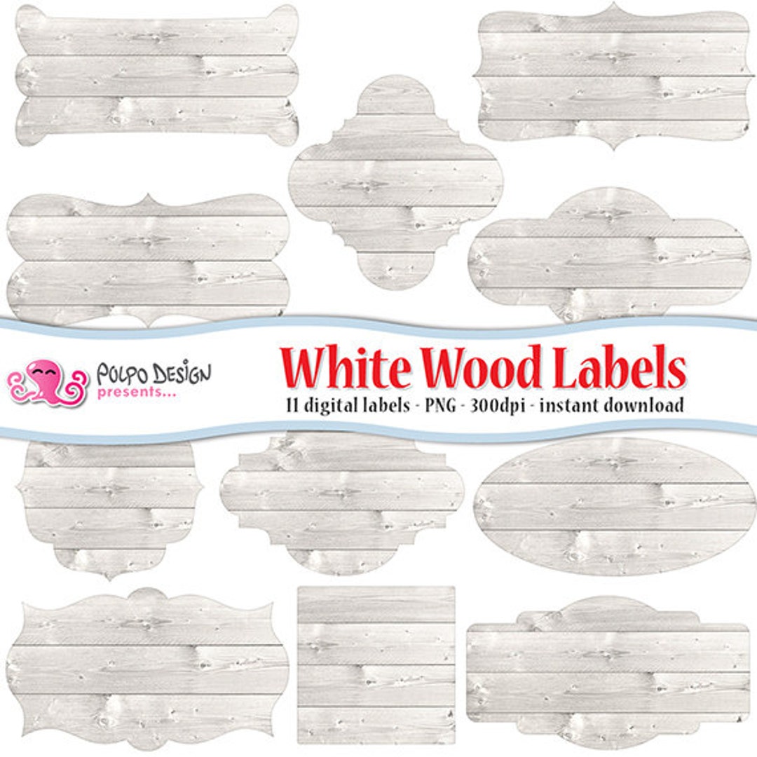 White Wood Digital Labels Clip Art. Commercial & Personal Use. Instant ...