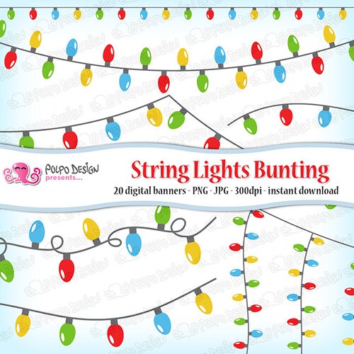 Christmas Bunting Banners Clipart. Digital Clip Art. - Etsy