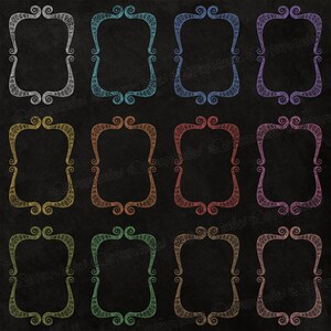 Colorful Chalkboard Frames Clipart. Digital Clip Art. Commercial ...