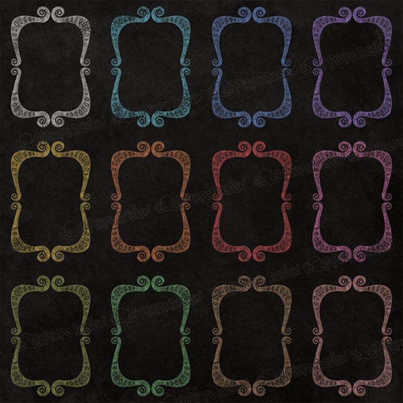 Colorful Chalkboard Frames Clipart. Digital Clip Art. - Etsy
