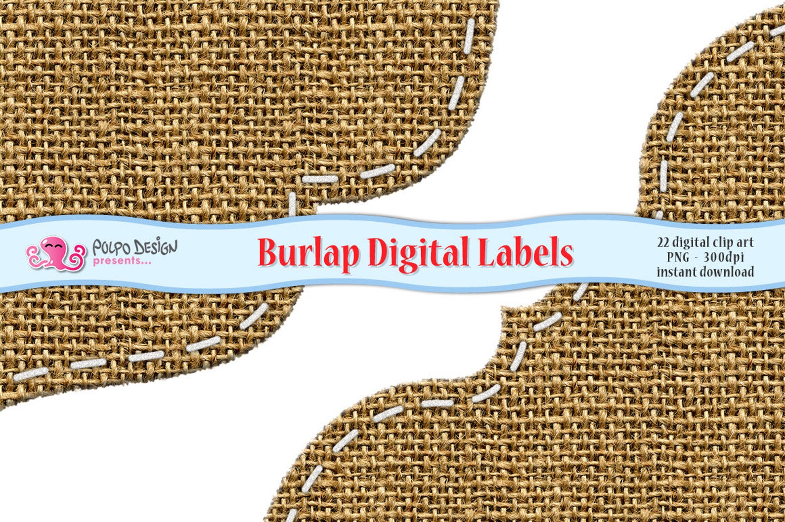 22 Burlap Digital Labels Clip Art, PNG With Transparent Background ...