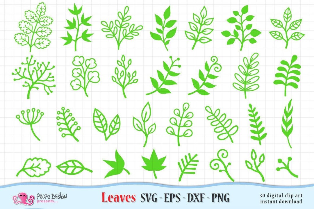 Leaves SVG, Eps, Dxf and Png. Vector Files Ideal for Cutting Machines ...