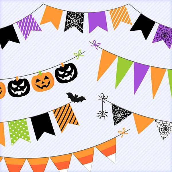 Halloween Bunting Banners Clipart. Digital Clip Art. Commercial ...