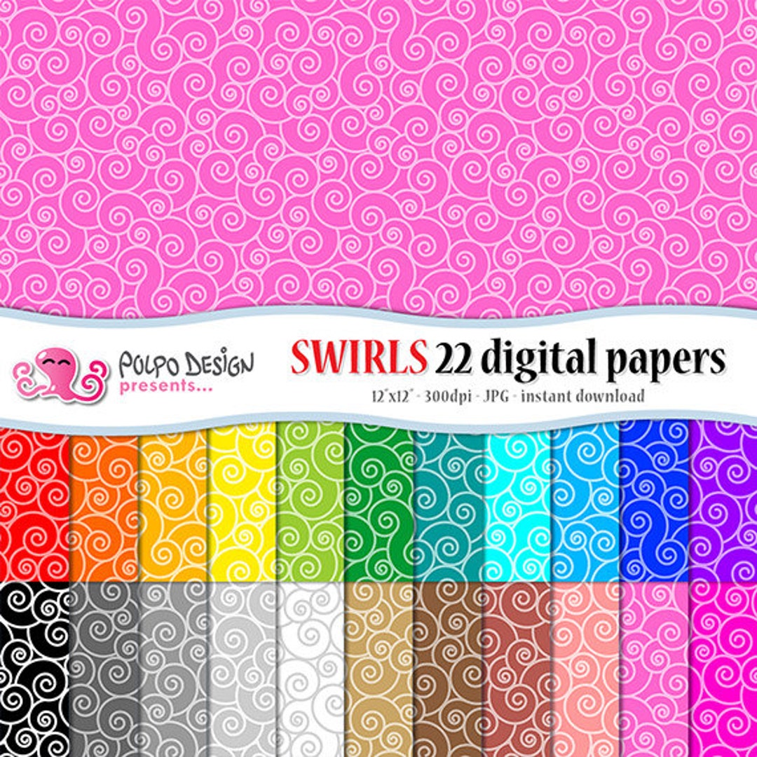 Colorful Swirls Digital Paper Pack. Printable Instant Download for ...
