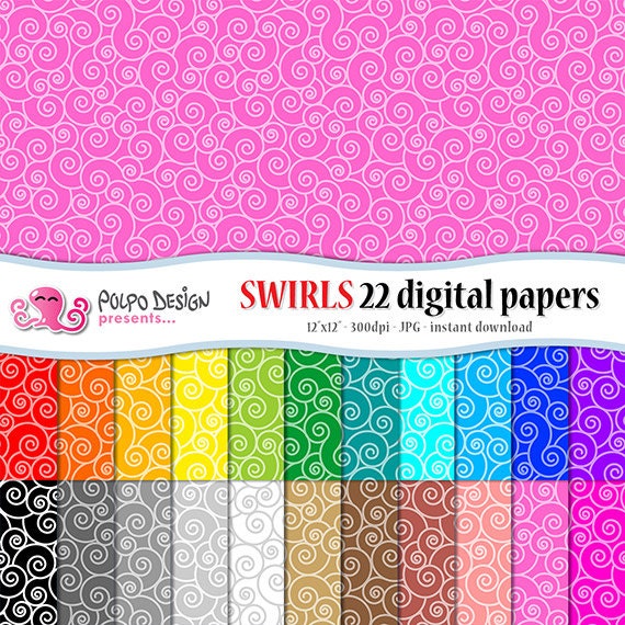Colorful Swirls Digital Paper Pack. Printable Instant Download for ...