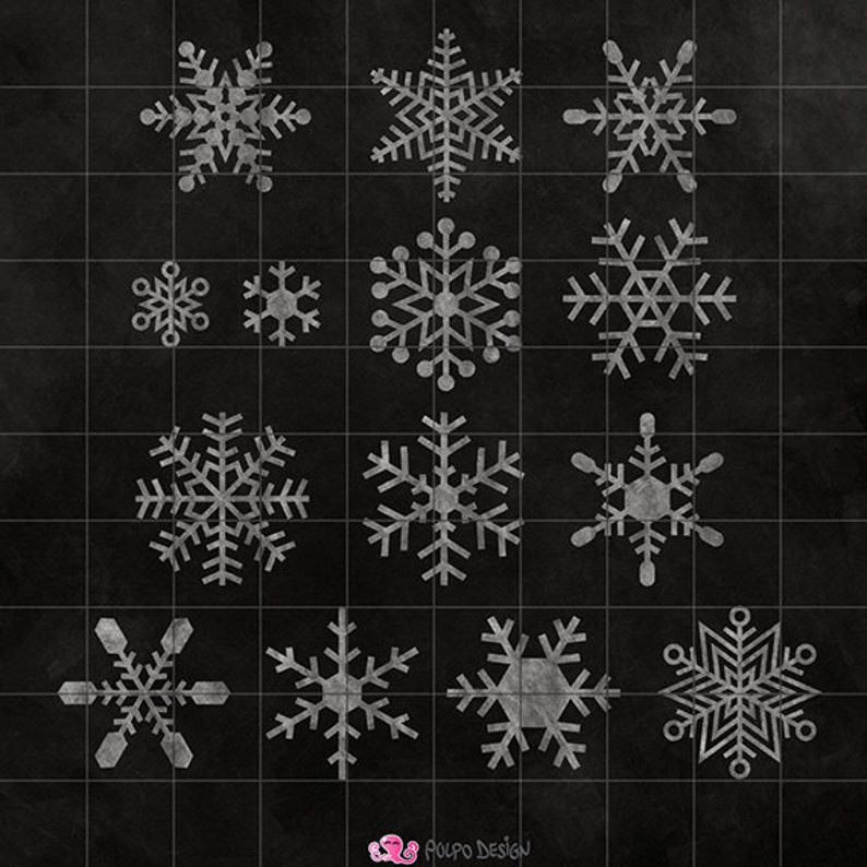 Chalkboard Snowflakes Clipart. Digital Clip Art. Commercial & Personal ...