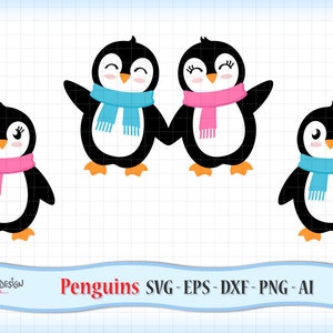 Girl and Boy Penguins. Clip Art in SVG, EPS, DXF, Ai and Png. Ideal for ...