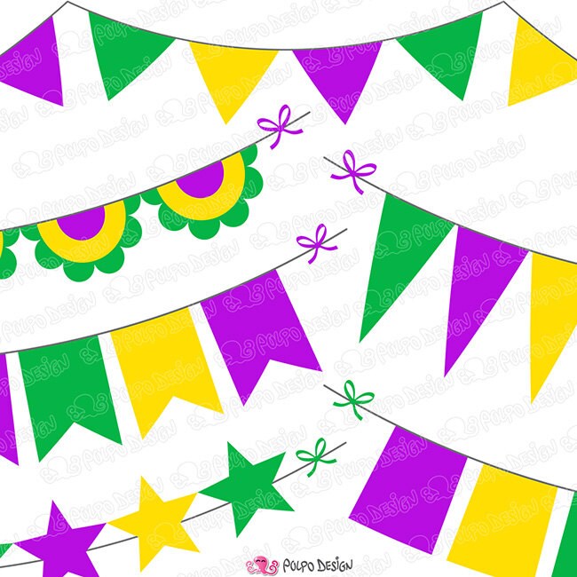 Mardi Gras Bunting Clipart. Digital Clip Art. Commercial & | Etsy