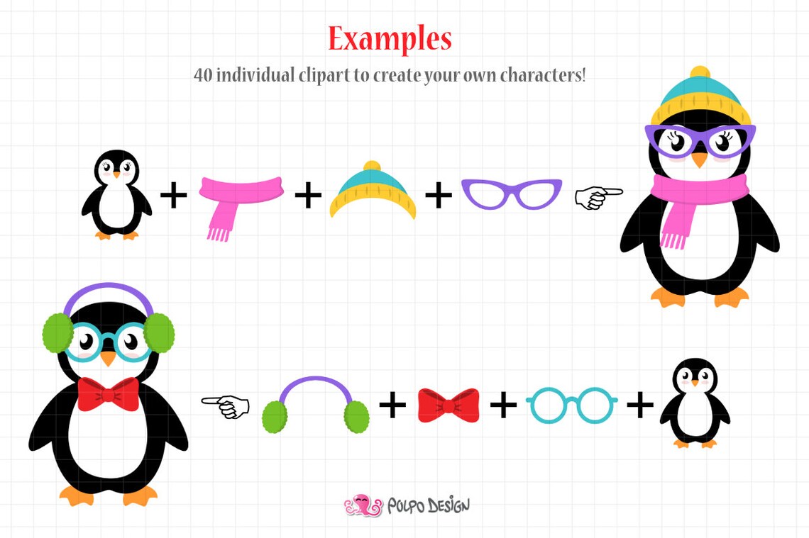 Create Your Own Penguin Clipart! 40 Digital PNG Images. DIY Penguin Kit ...