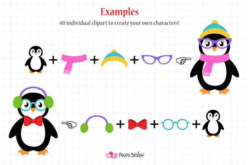 Create Your Own Penguin Clipart 40 Digital PNG Images. DIY - Etsy