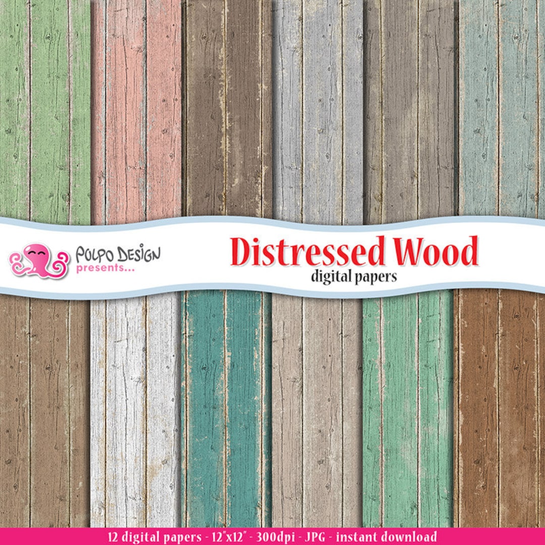 Distressed Wood Digital Paper. Commercial/ Personal Use. Instant ...