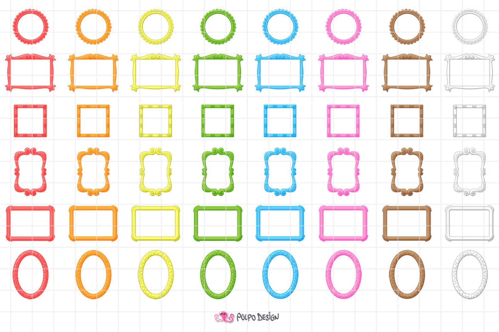 48 Frames Clipart. JPG and PNG Clip Art Frames. Square Rectangle Circle ...