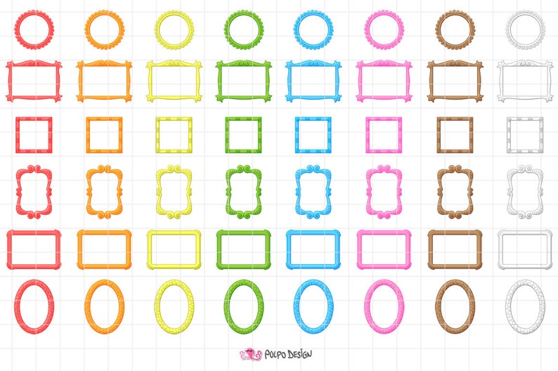 48 Frames Clipart. JPG and PNG Clip Art Frames. Square Rectangle Circle ...