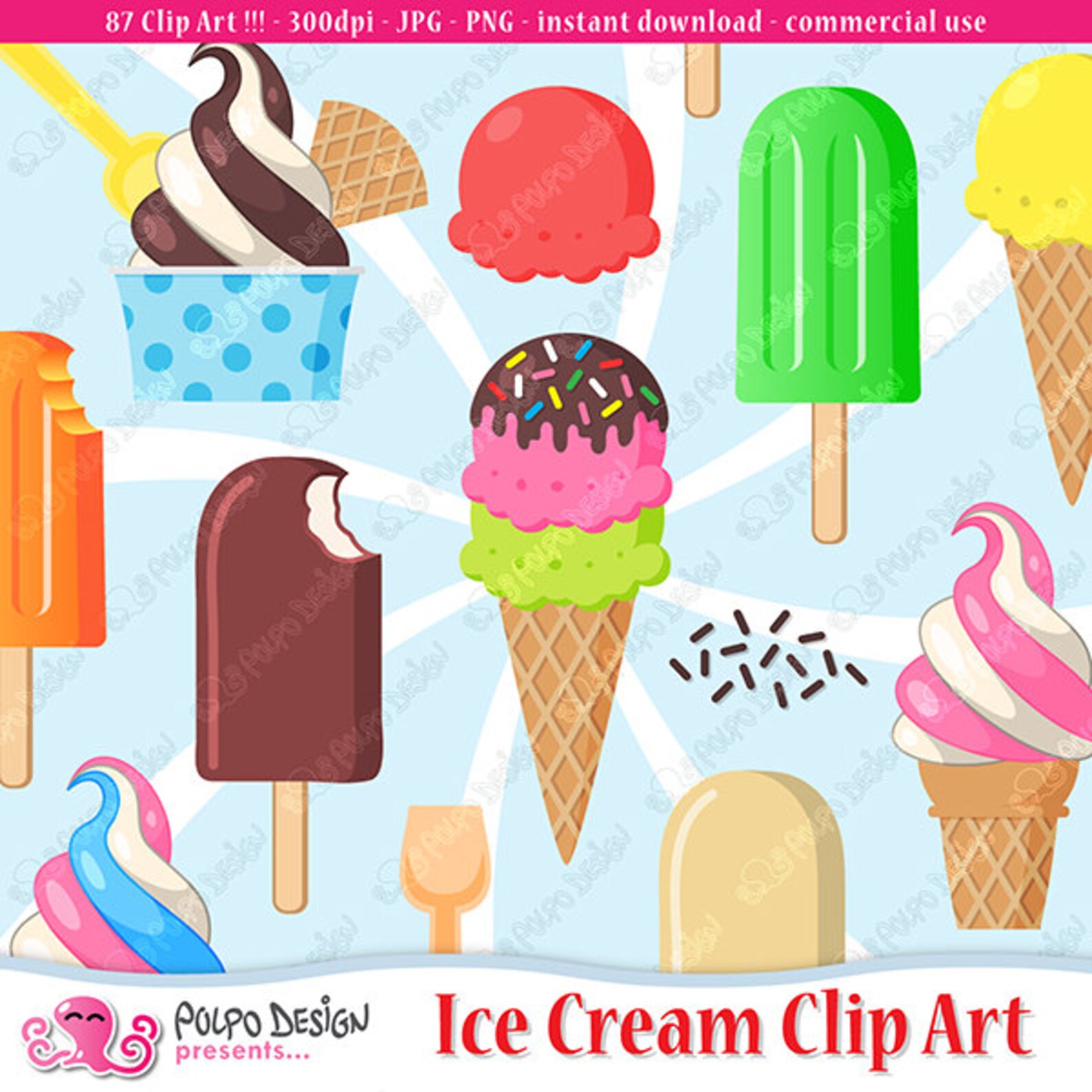 Ice Cream Clipart. Ice Cream PNG. Popsicle Clipart. Summer Clipart. Ice ...