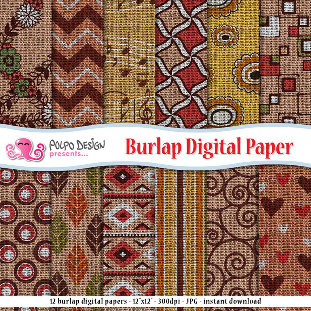 Burlap Digital Paper. Scrapbooking Backgrounds, Patterns for Personal ...