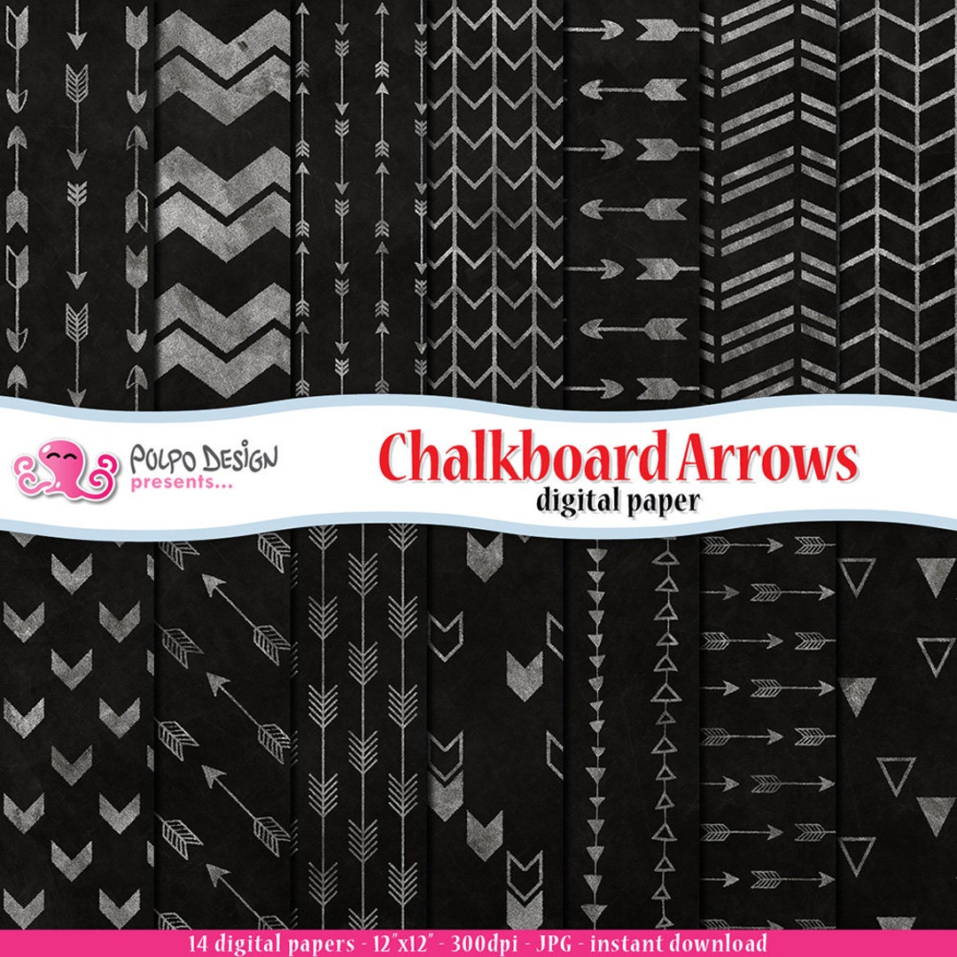 Chalkboard Arrows Digital Paper. Commercial & Personal Use. Instant ...
