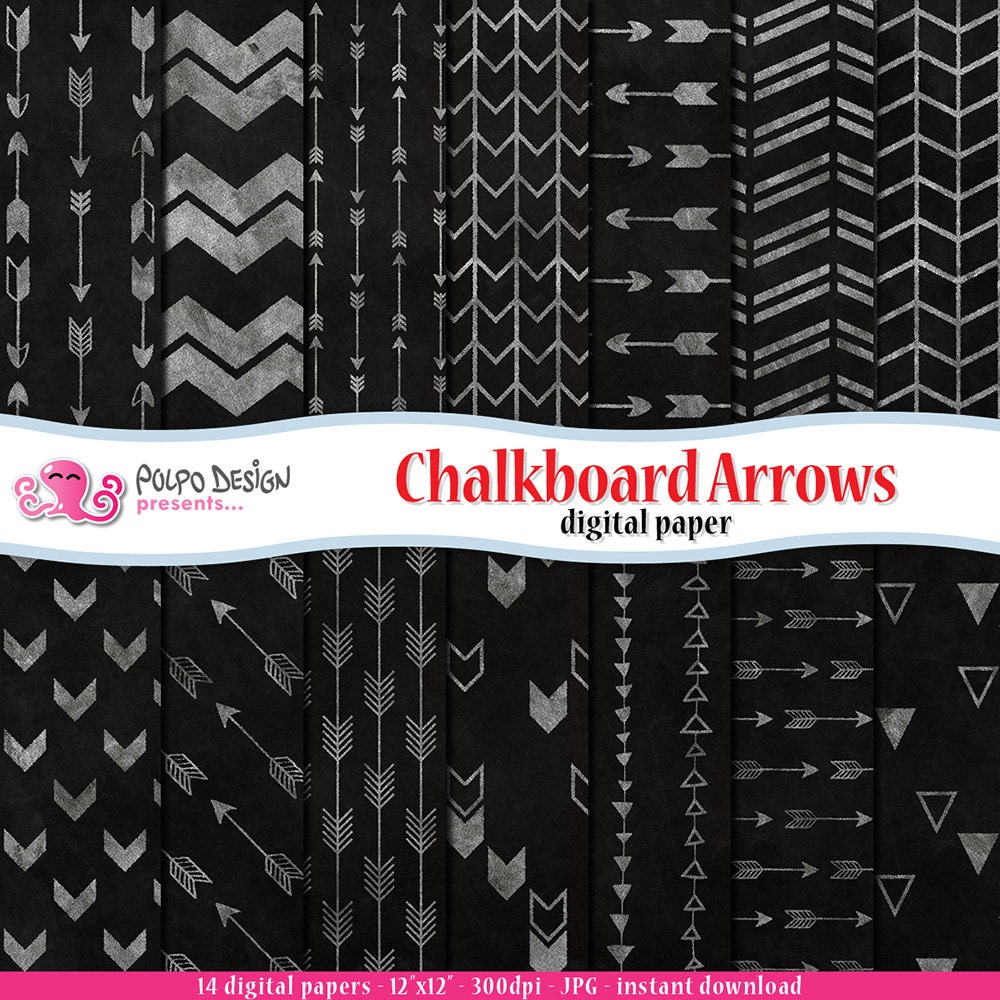 Chalkboard Arrows Digital Paper. Commercial & Personal Use. | Etsy