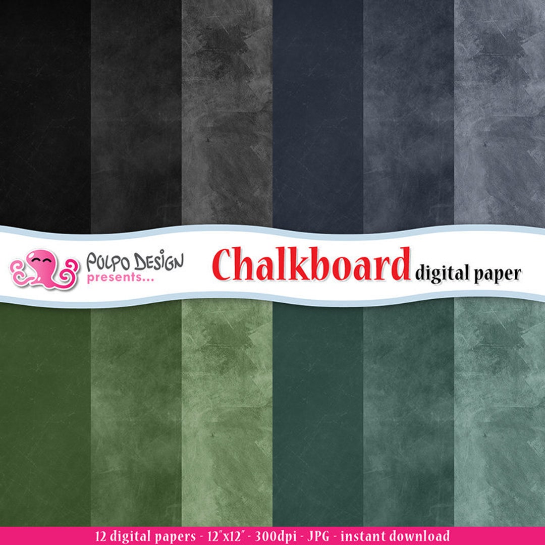 Chalkboard Digital Paper. Black and Green Dust, Clean and Dirty ...