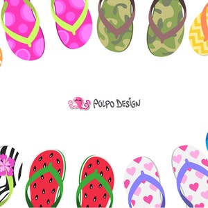 50 Flip Flops Clipart. Beach Clipart Summer Clipart Digital Flip Flops ...