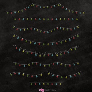 Chalkboard String Lights Bunting Clipart. Multicolor Lights. Commercial ...