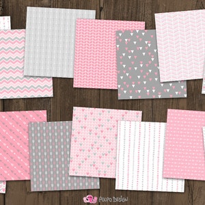 Pink and Gray Arrows Digital Paper. Commercial & Personal Use. Instant ...