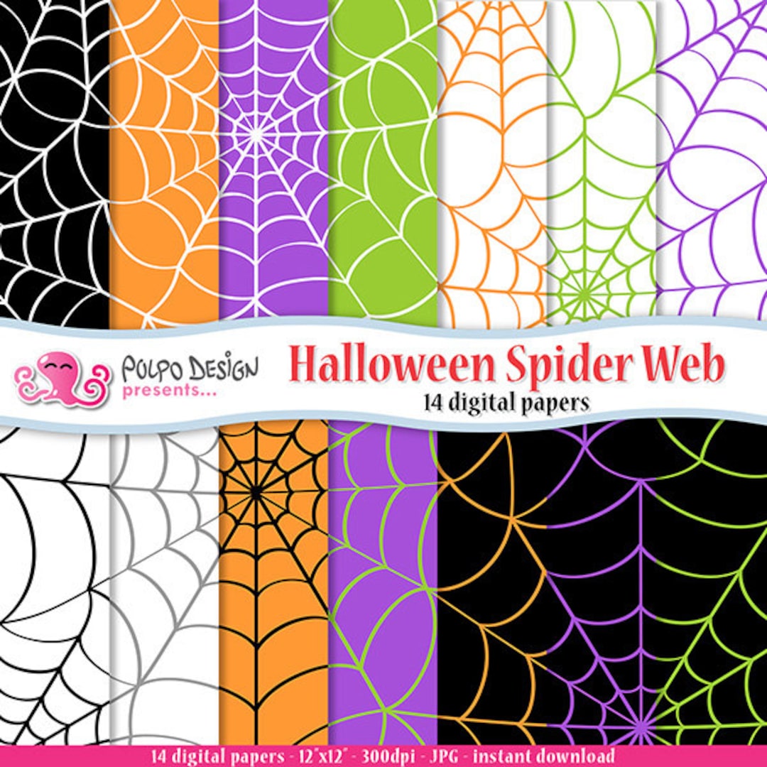 Halloween Spiderweb Digital Paper. Scrapbook Backgrounds. Commercial ...