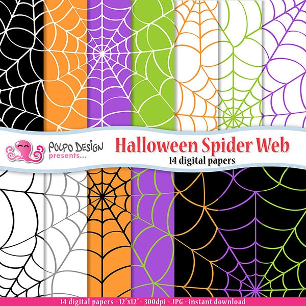 Halloween Spiderweb Digital Paper. Scrapbook Backgrounds. Commercial ...