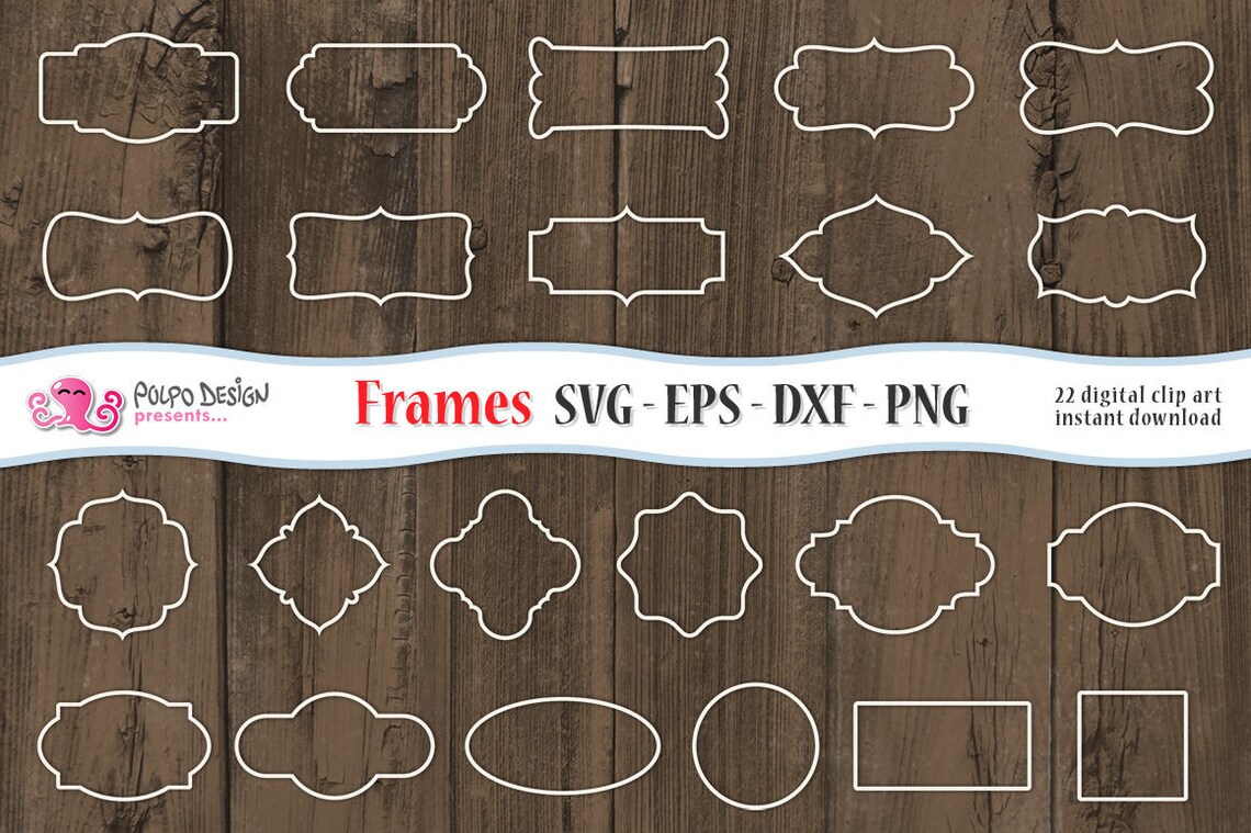 SVG Frames. 22 Digital Clip Art. SVG EPS Dxf Png. Vector Files - Etsy