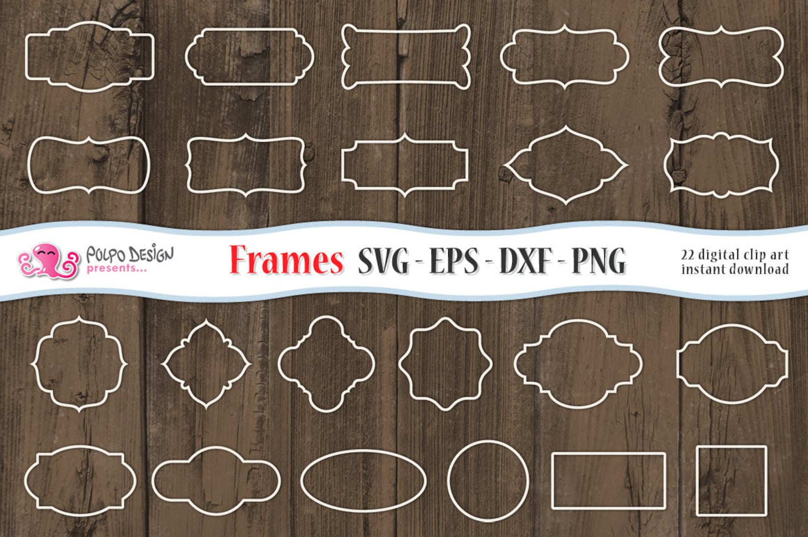 SVG Frames. 22 Digital Clip Art. SVG EPS Dxf Png. Vector Files - Etsy