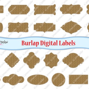 22 Burlap Digital Labels Clip Art, PNG With Transparent Background ...