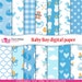 Baby Boy Digital Paper. Its a Boy Patterns, Newborn Scrapbook Paper ...