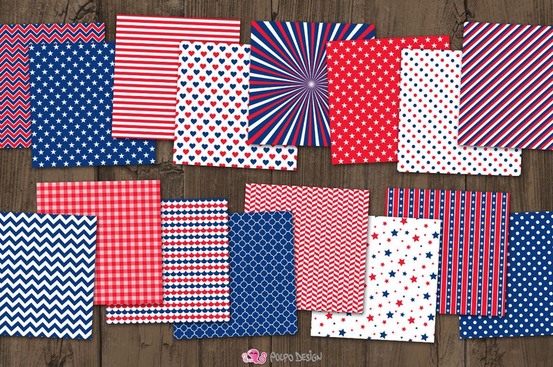 Patriotic Digital Paper. 4th of July Papers, United States, America ...