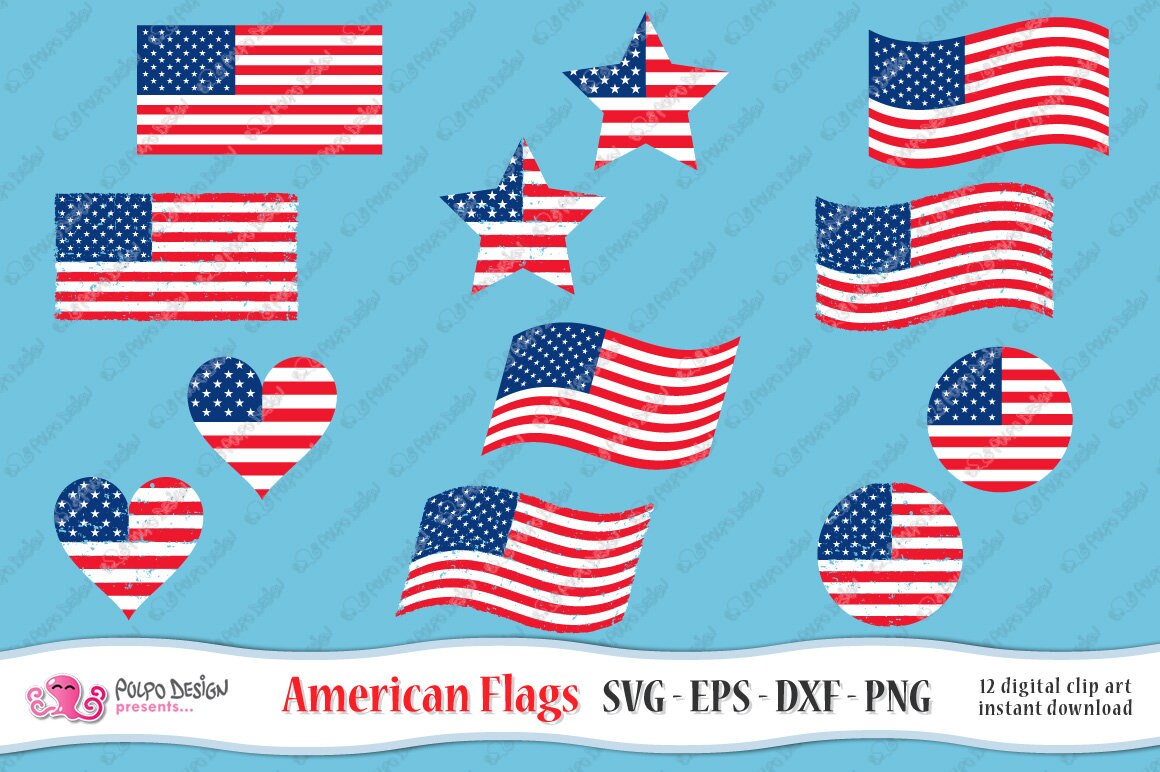 American Flag SVG. Usa Flag Clip Art in Svg Eps Dxf and Png. | Etsy