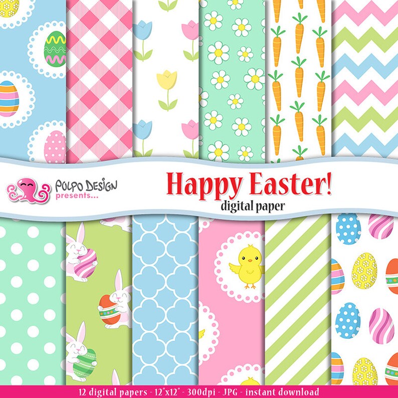 Easter Digital Paper. Scrapbook Backgrounds. Easter Bunny - Etsy