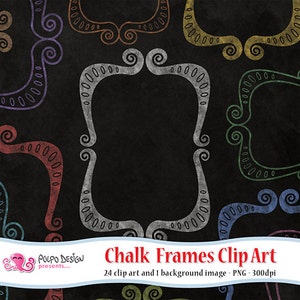 Colorful Chalkboard Frames Clipart. Digital Clip Art. Commercial ...