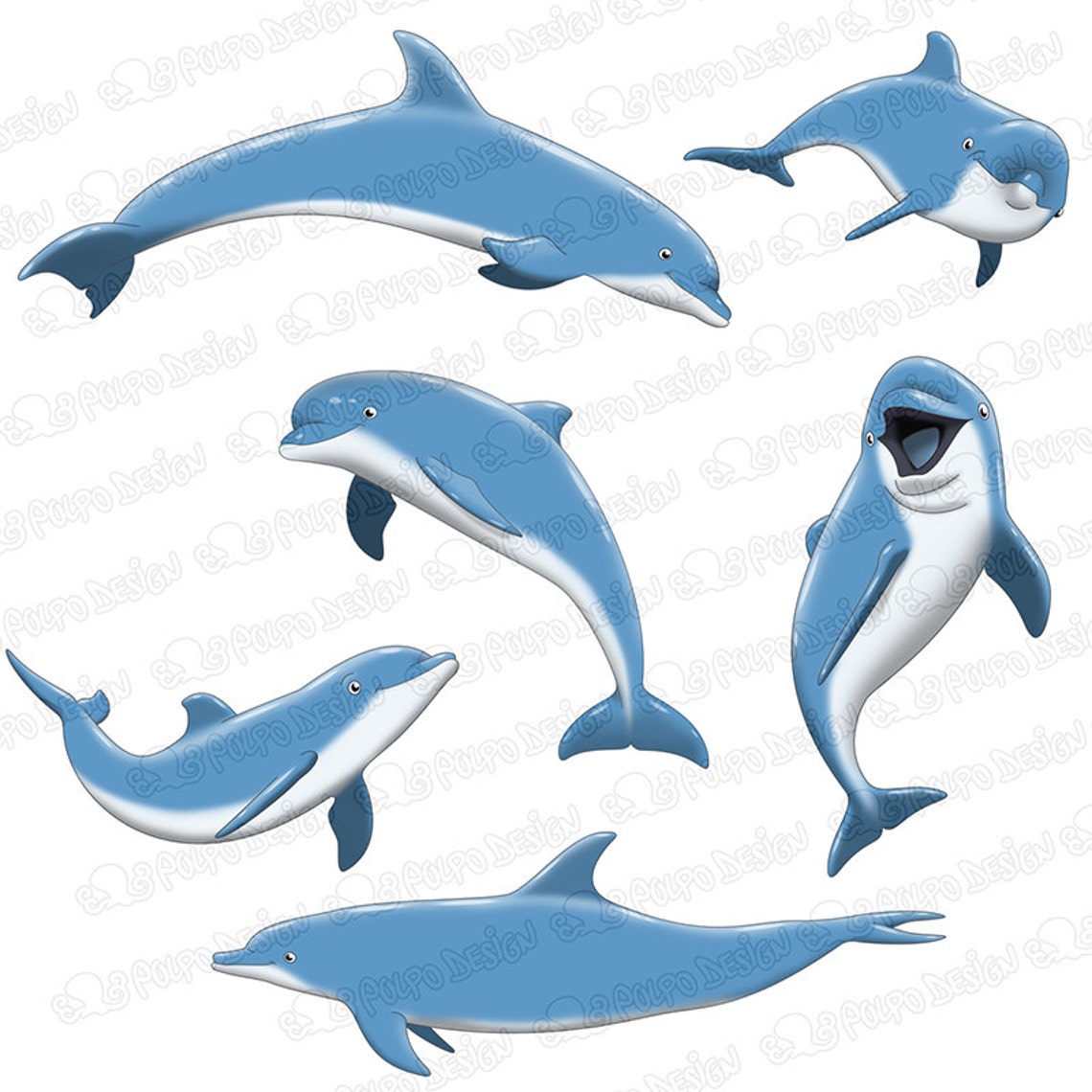Blue Dolphins Clipart. Dolphin Clipart Dolphin Clip Art - Etsy